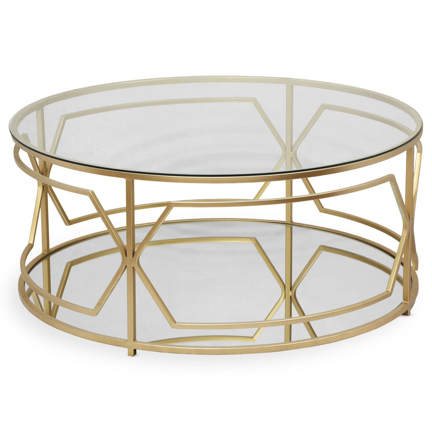 Table basse ronde Bolano Or et Verre transparent | Leroy Merlin