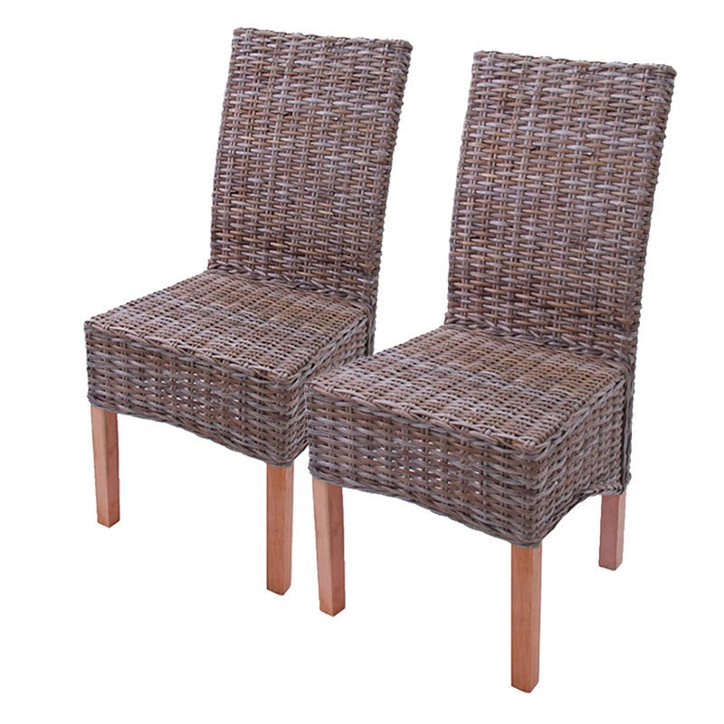 Lot de 2 chaises de salle à manger Kubu Rattan design rustique rotin ...