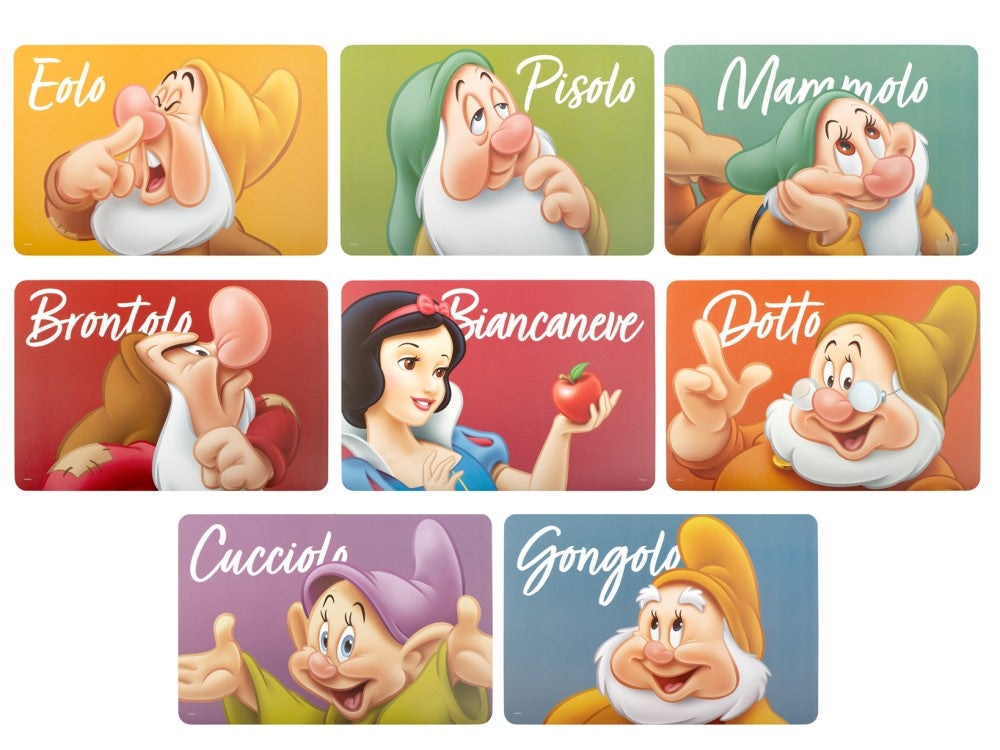 Accueil 12 sets de table Disney Seven Dwarfs en polypropylène décoré cm ...