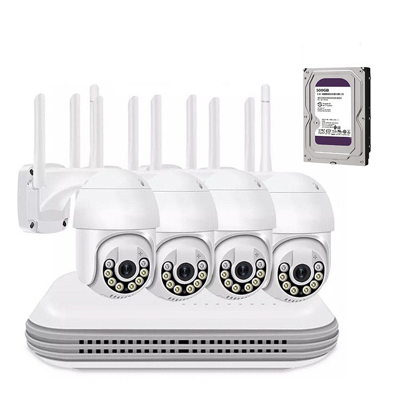 KIT VIDEOSORVEGLIANZA WIRELESS PTZ IP 4 TELECAMERE 5 MPX WIFI DA REMOTO ...