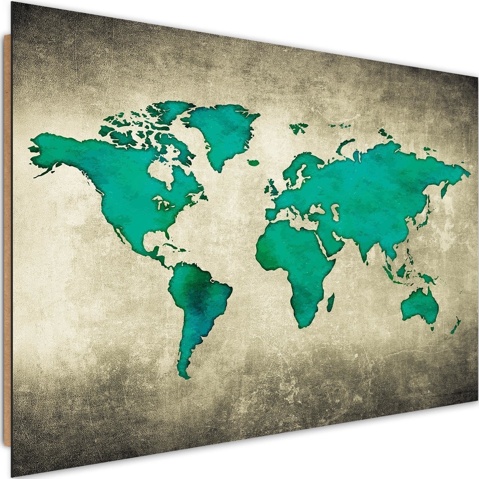 Tableau carte du monde bois vert | Leroy Merlin