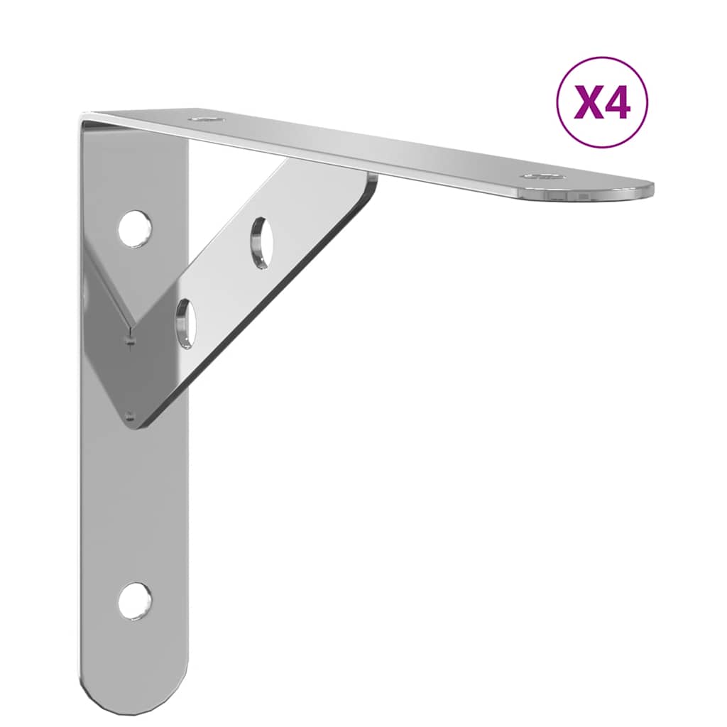 Staffe per Mensola 4 pz 20x2,5x14 cm in Acciaio Inox Argento | Leroy Merlin