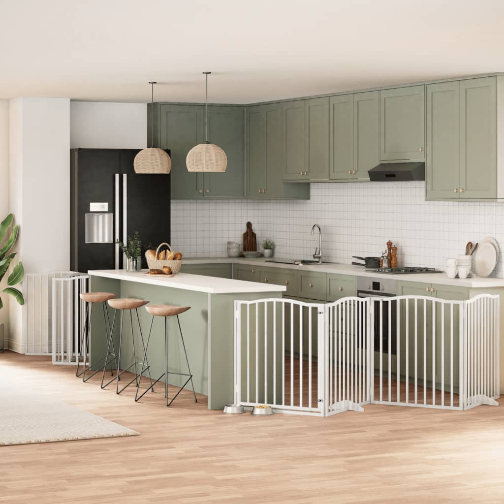 Puerta de perros plegable 10 paneles madera álamo blanca 800 cm vidaXL ...