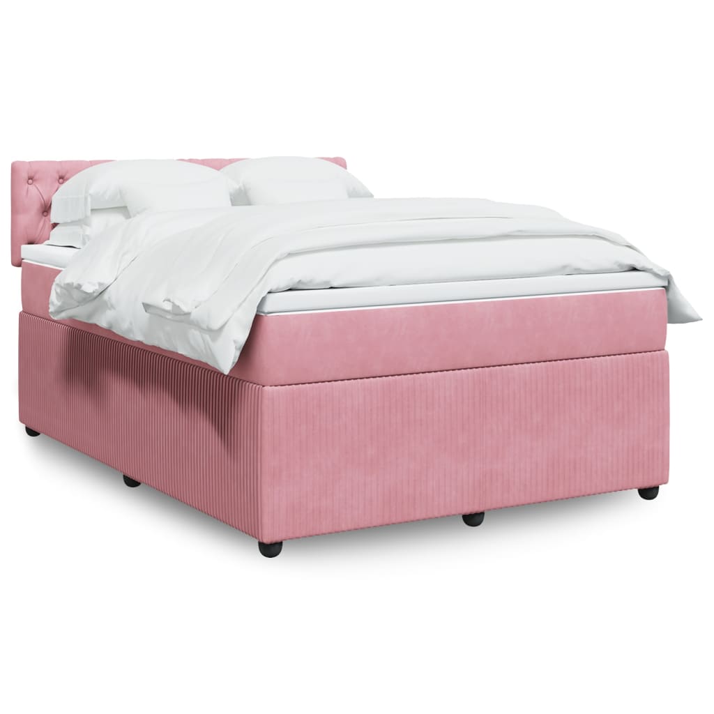 VidaXL Cama box spring con colchón terciopelo rosa 160x200 cm | Leroy ...