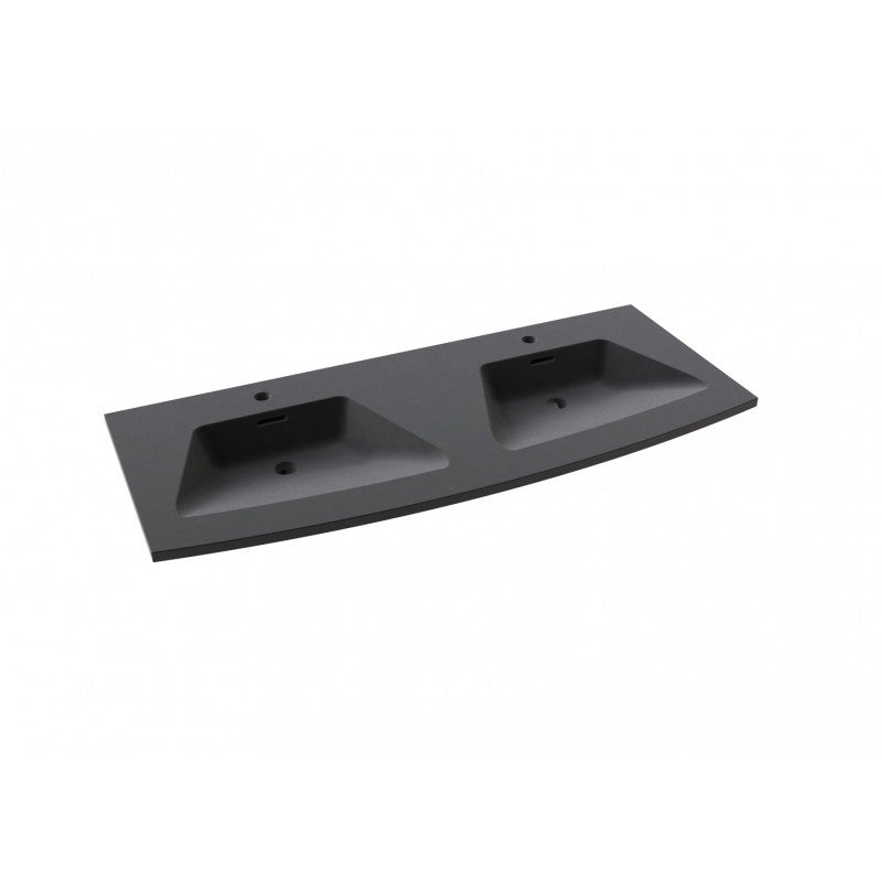 Plan Double Vasque Noir Résine De Synthèse 120 Cm Tiga | Leroy Merlin
