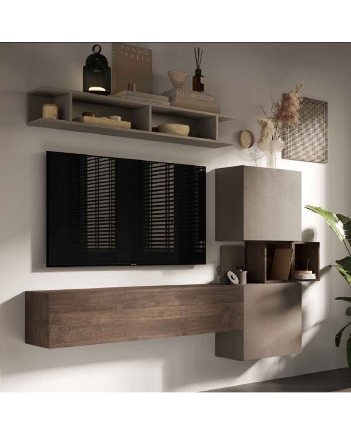 Parete attrezzata soggiorno comp _ 3A, colore argilla/mercure ...