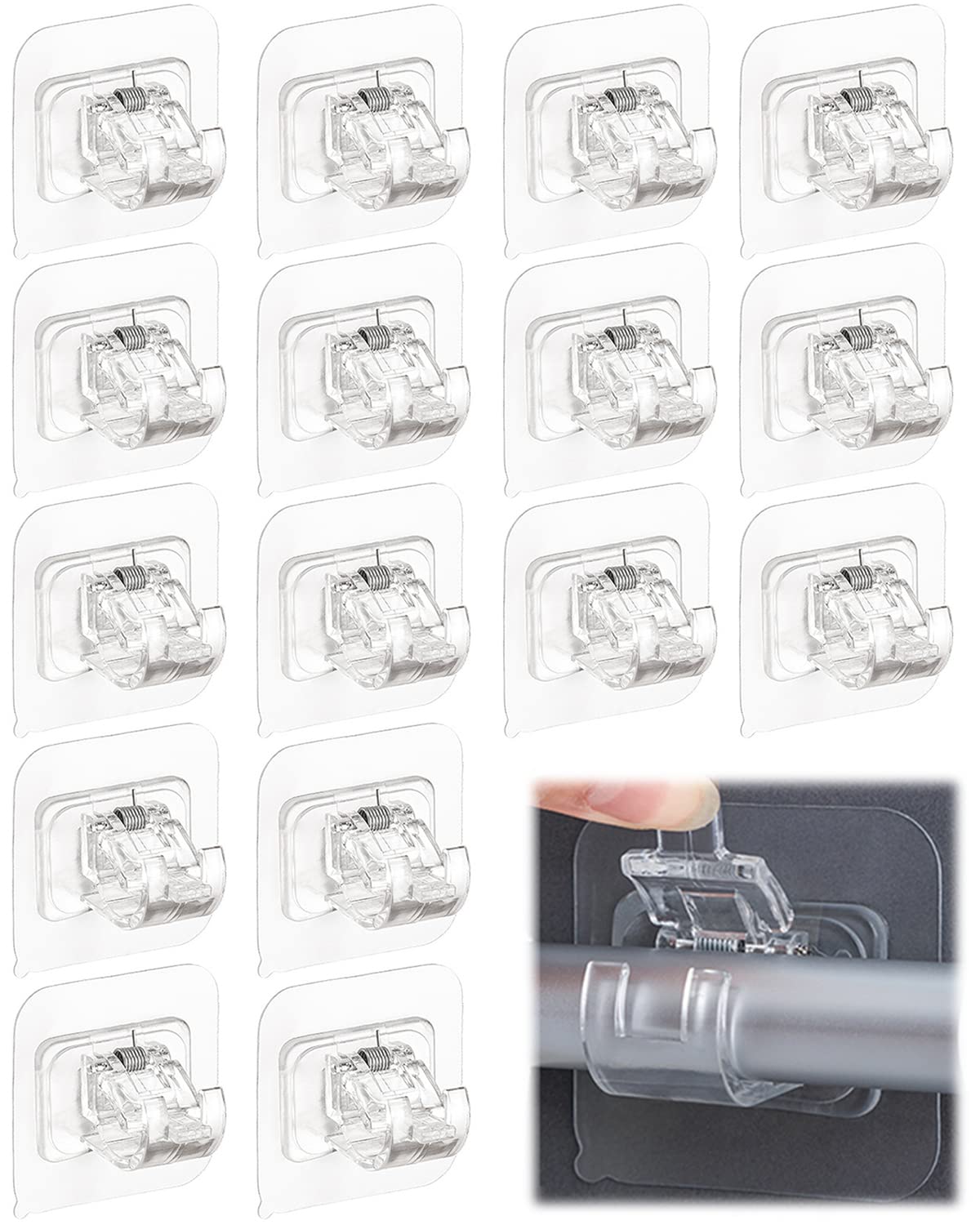 Staffe per aste per tende senza perforazione, ganci per aste per tende ...