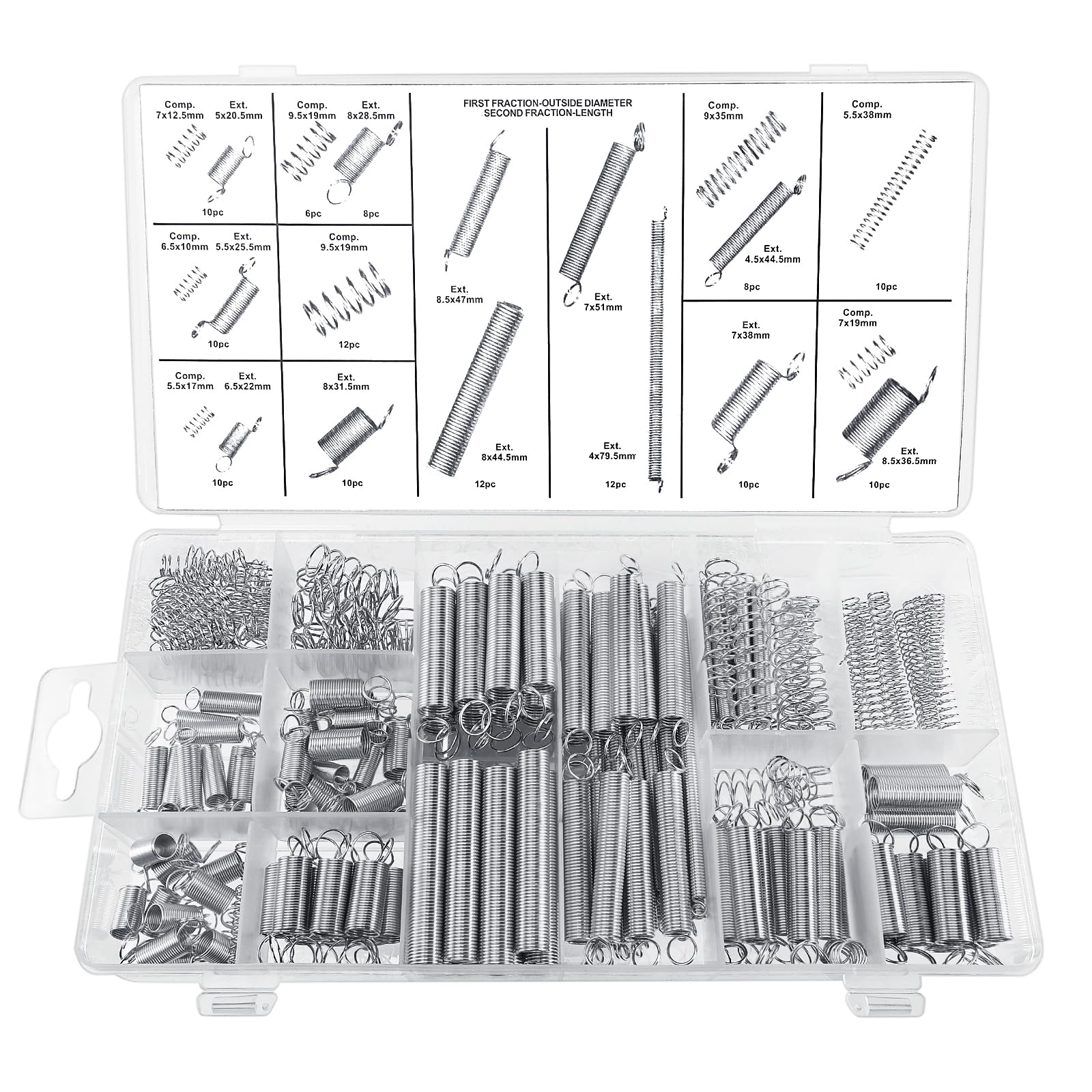 200 Pièces Ressort de Compression Traction Mécanique 20 Tailles Outils ...