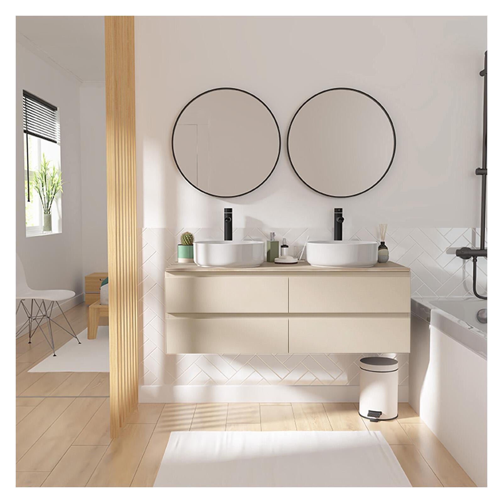 Ensemble meuble double vasque SORRENTO 120cm + robinet + miroir | Bricoman