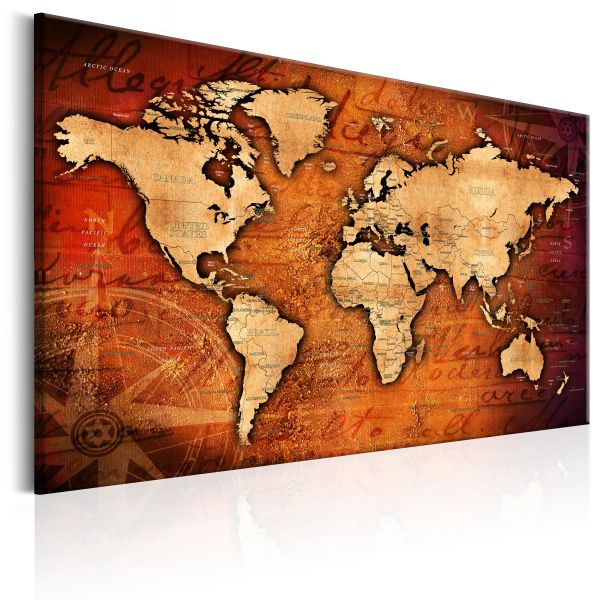 Tableau Cartes du monde Amber World 120x80 cm | Leroy Merlin