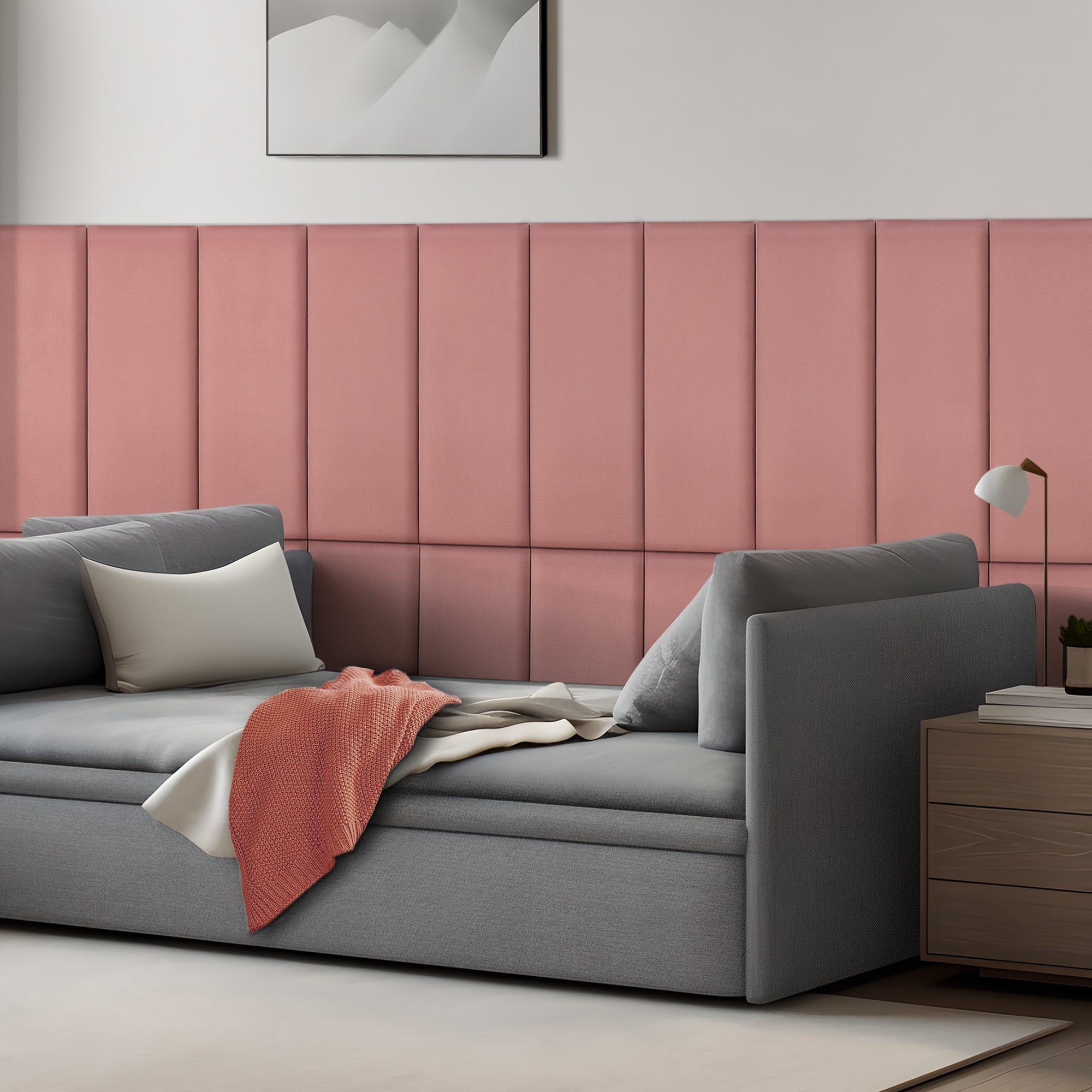Set de 2 paneles de pared acolchados Carpino terciopelo 90x30cm - Rosa ...