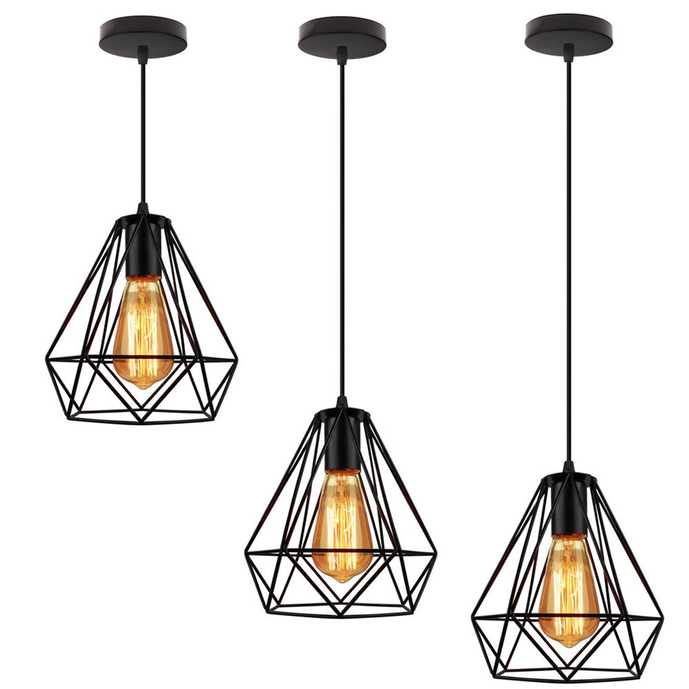 3pcs Lustre suspension cage design diamnt en métal fer 20cm, luminaire ...