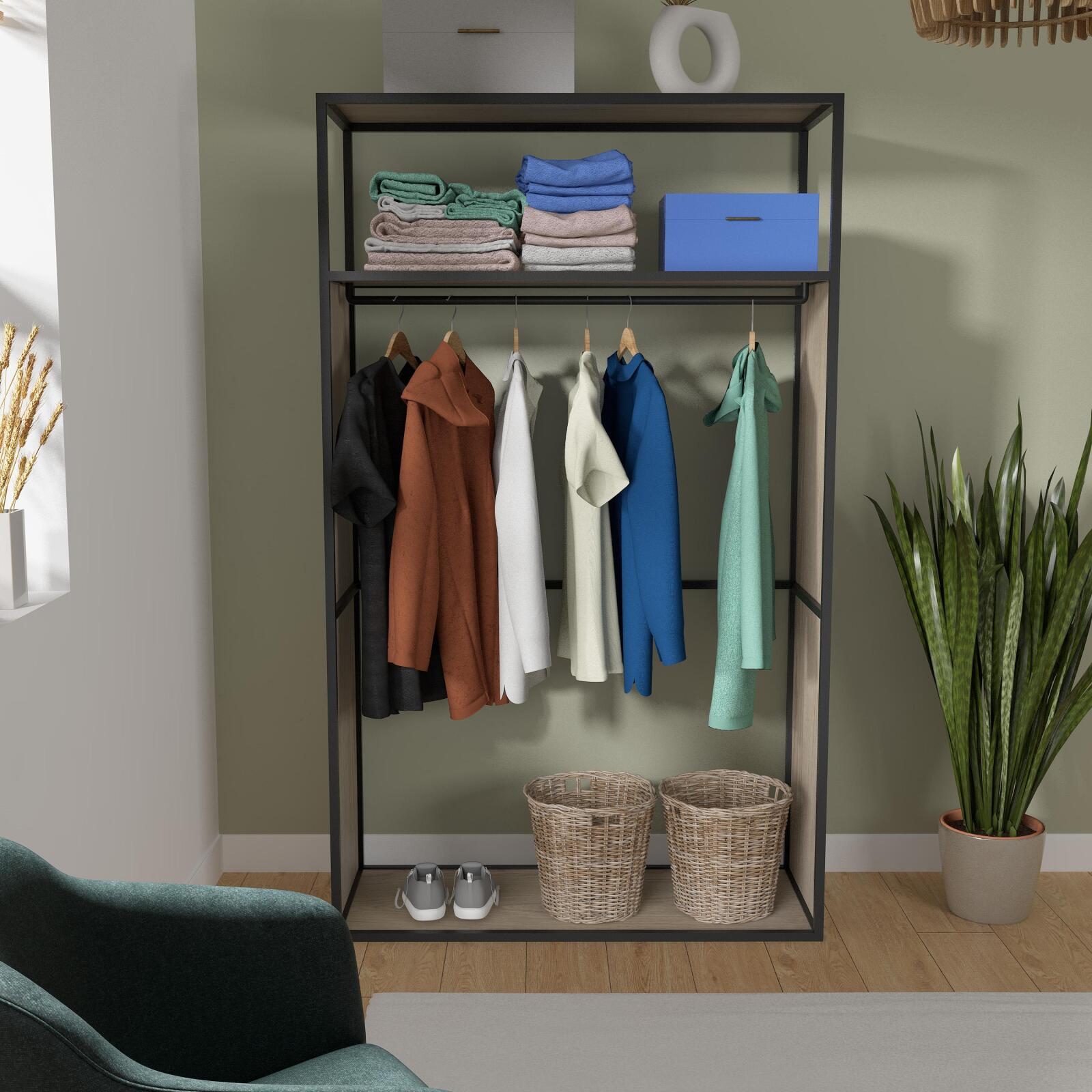 Portant vêtements bois et métal OSLO réversible L110x H184,5 cm | Leroy ...