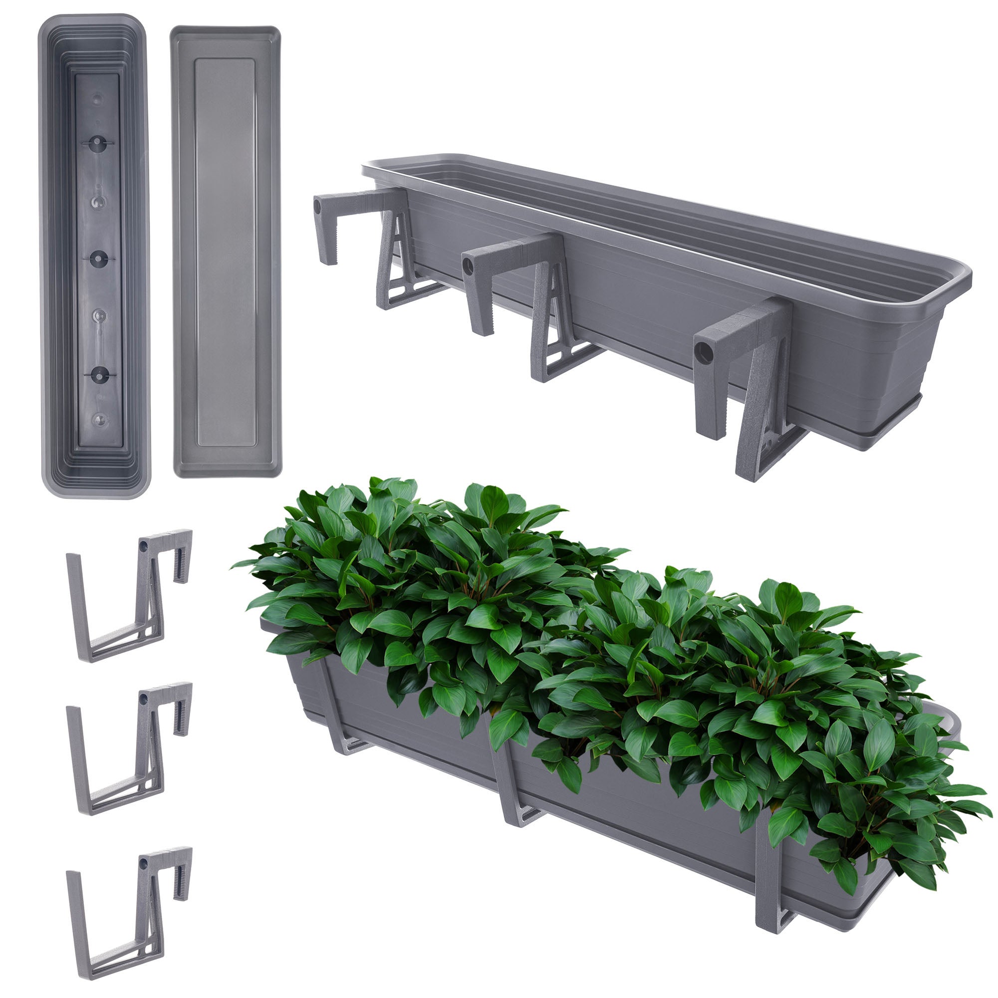 KADAX Pot de fleurs pour balcon, support de 80 cm, balustrade de balcon ...