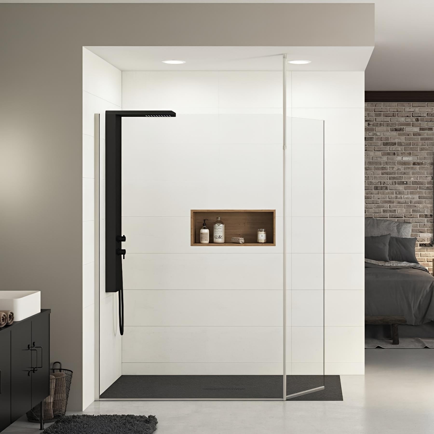 Parete doccia fissa con persiana girevole a 180° KINEDO EKINOX Duo 1,20 ...