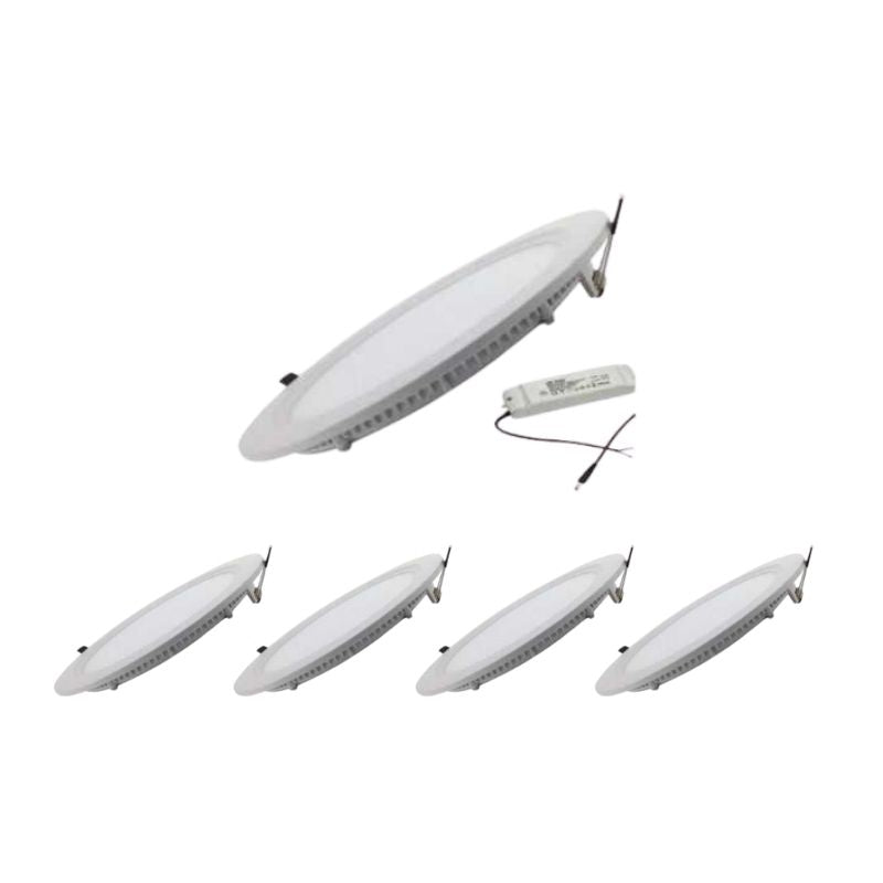 Downlight Dalle LED 24W Extra Plate Ronde BLANC - Pack de 5 / Blanc Froid 6000K - 8000K ...
