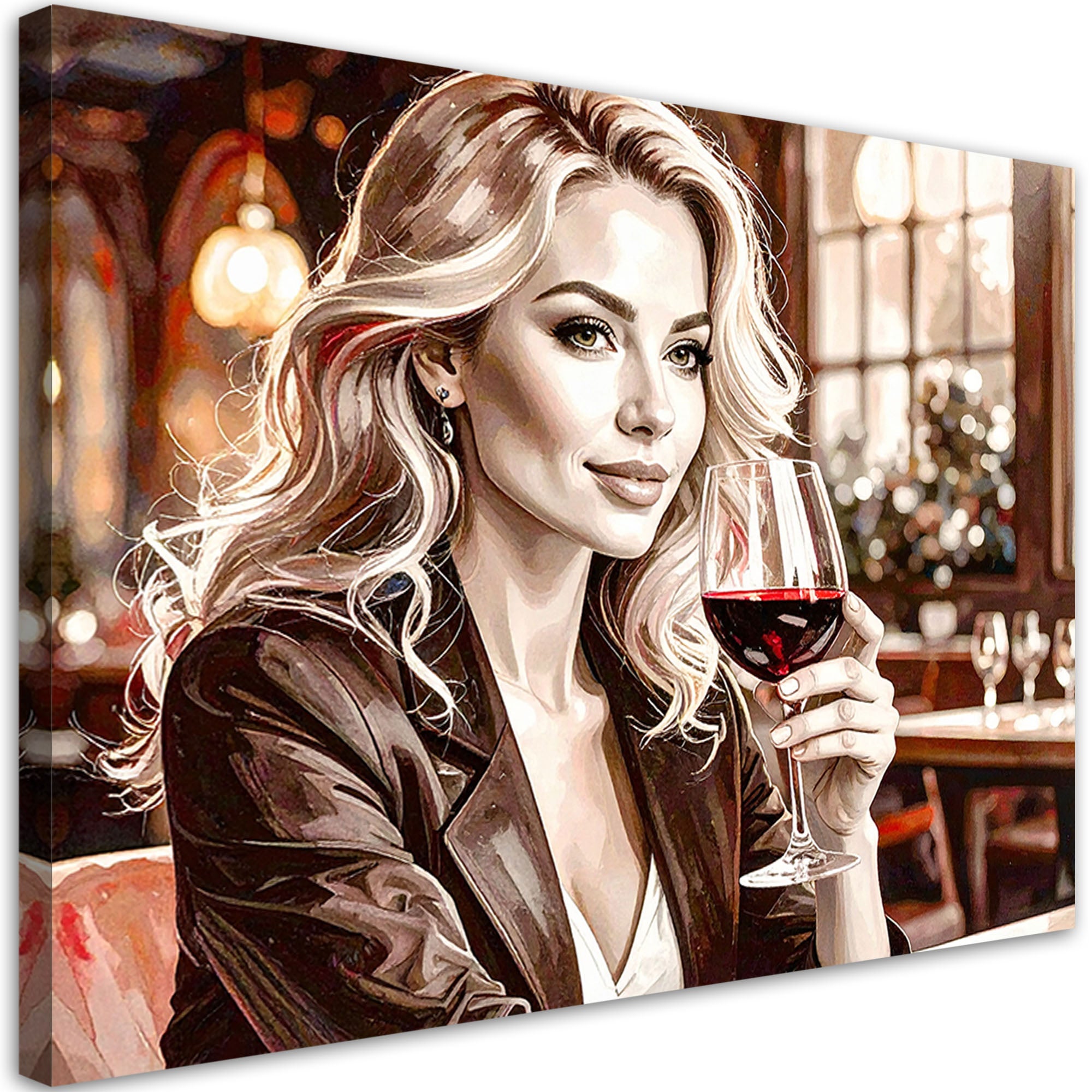 Toile Imprimée Femme restaurant vin rouge 90x60 | Leroy Merlin