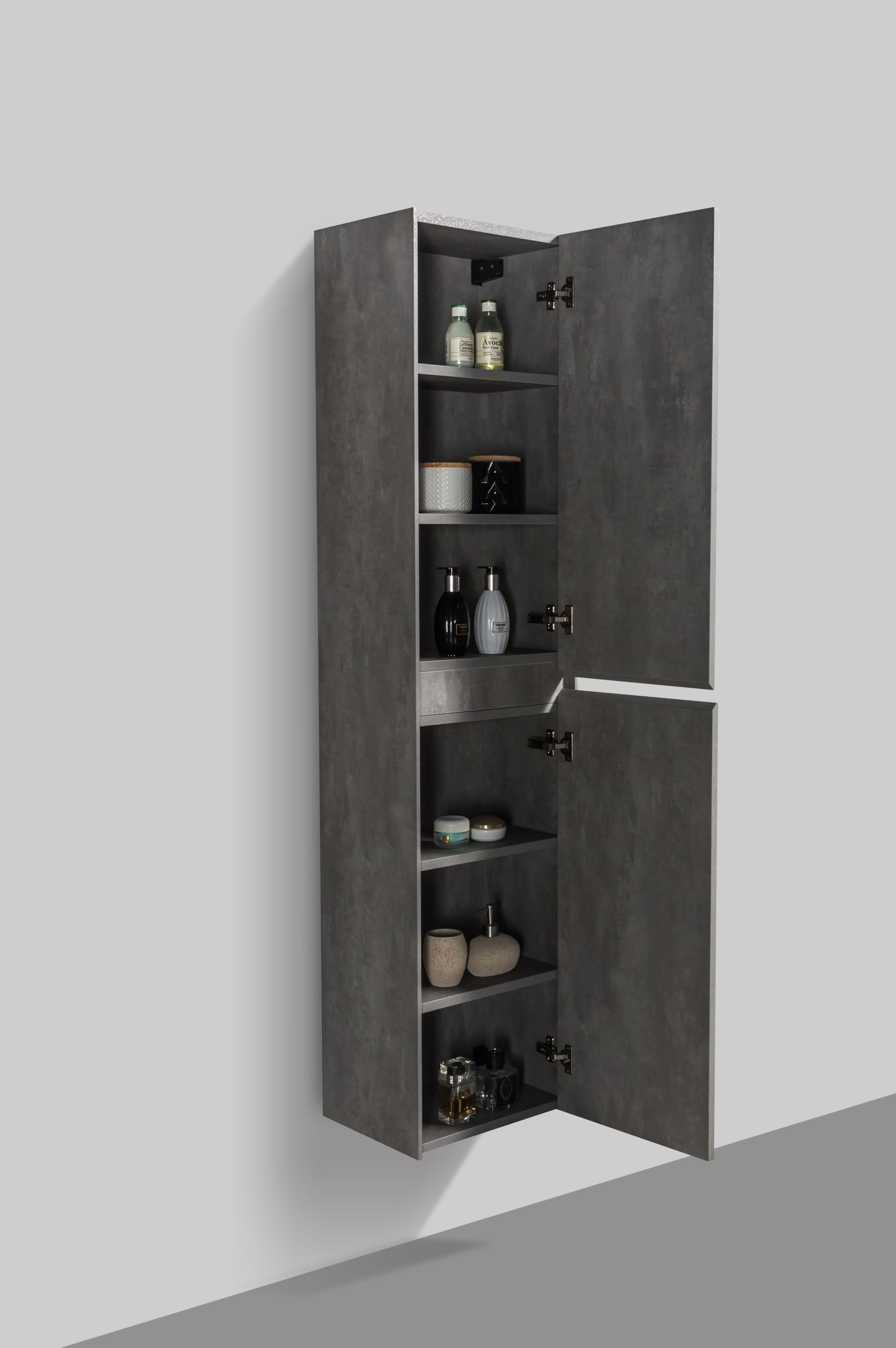 BERNSTEIN - Colonne Meuble de rangement murale 170x40x30cm (HxLxP) Gris ...