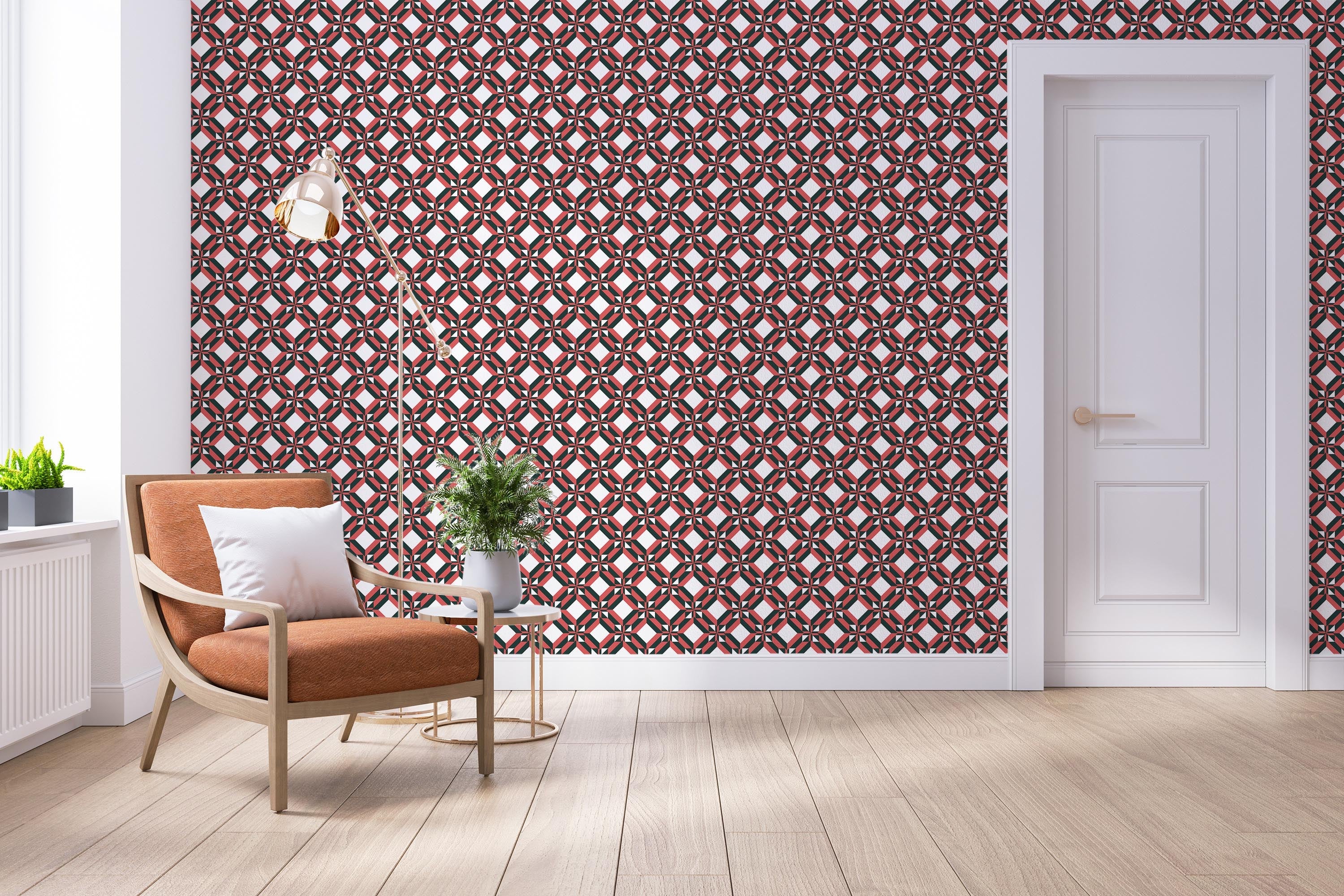 Crimson Geometric Wallpaper | Leroy Merlin