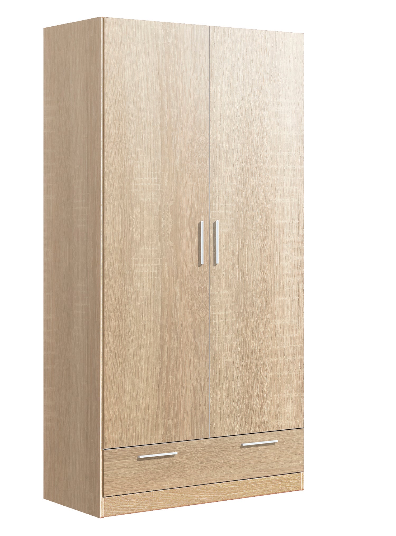Armoire / placard de rangement de 2 portes + 1 tiroir coloris Chêne ...