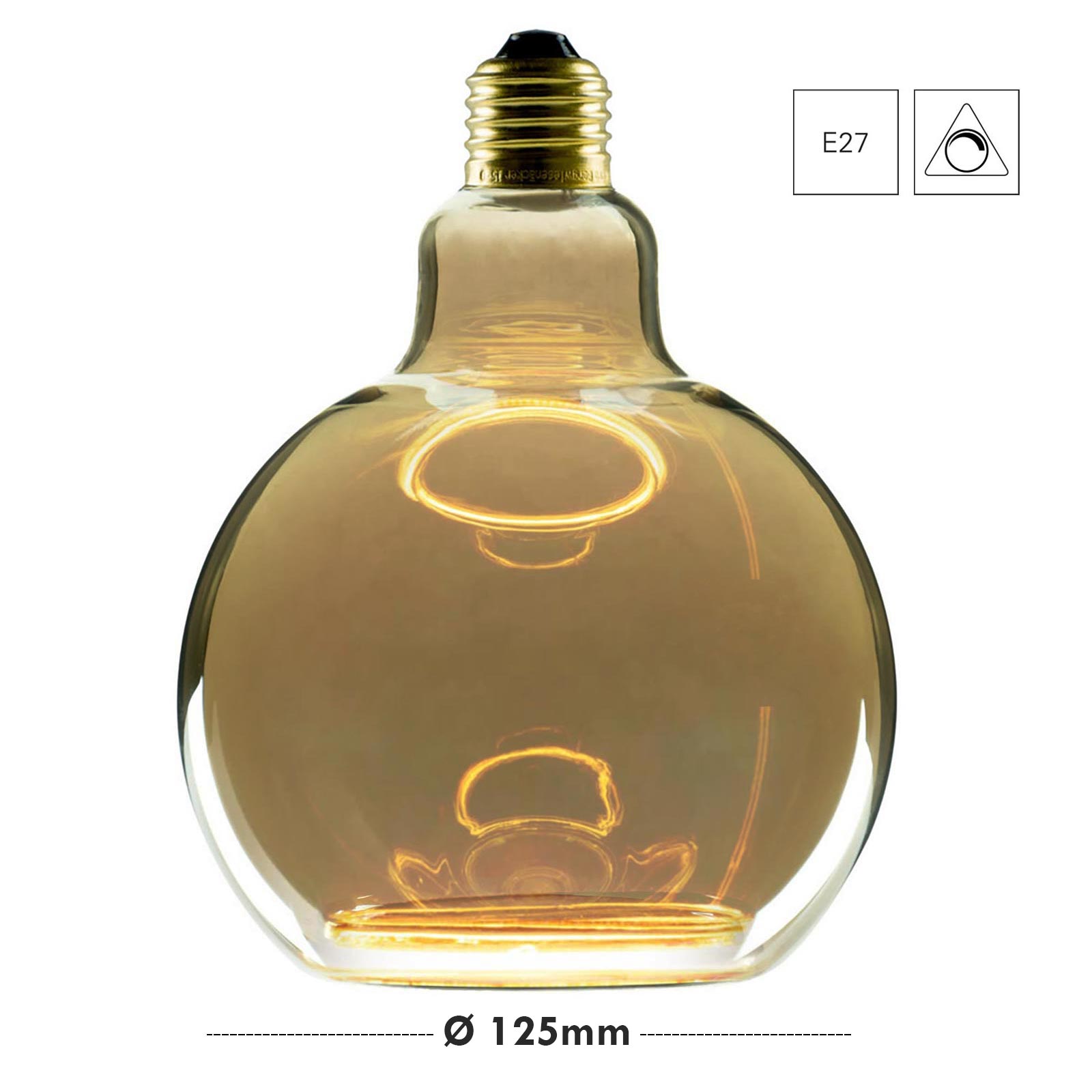Ampoule design MOON lampe LED E27 6W dimmable verre fumé lumière jaune ...