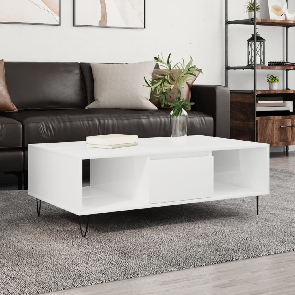 Table Basse Blanc Brillant