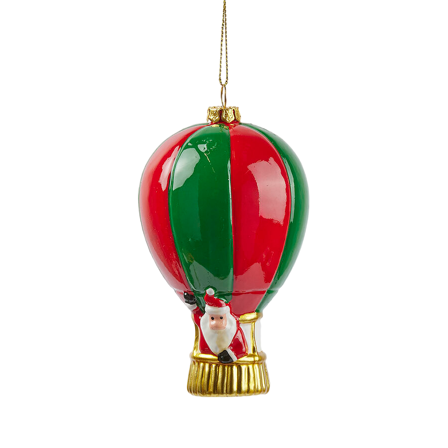 Colgante para árbol de Navidad "Papá Noel en globo aerostático" 12 x 7,5 cm / Título ...