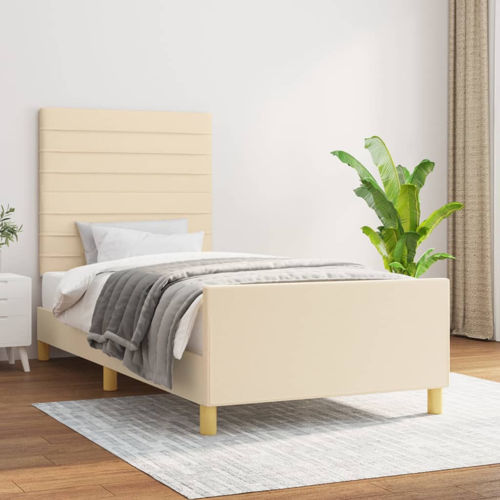VidaXL Estructura de cama con cabecero de tela color crema 80x200 cm ...