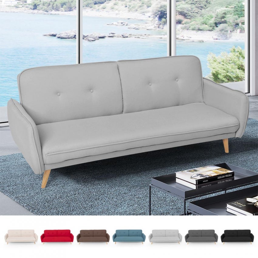 Sofá cama reclinable de diseño nórdico clic clac 3 plazas tejido Merida ...