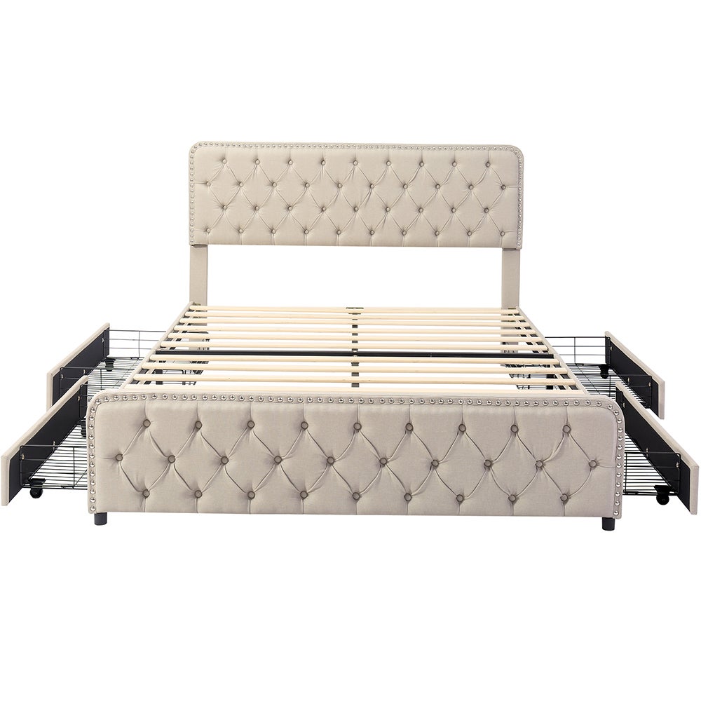 Lit 160x200 cm avec tiroirs Lit rembourré lit double tête de lit ...