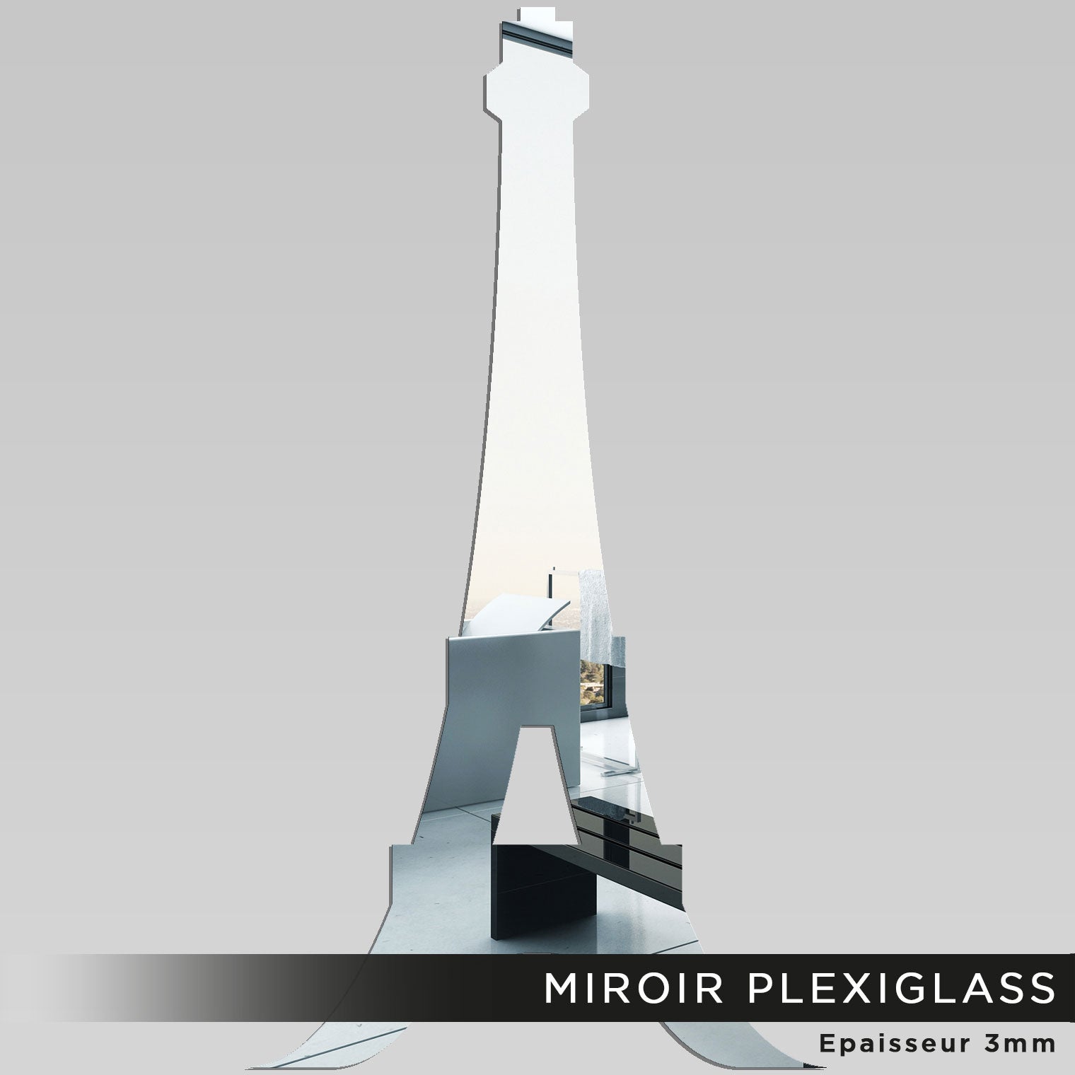 Miroir Plexiglass - Tour eiffel 3617689975849 - 11x20 cm | Leroy Merlin