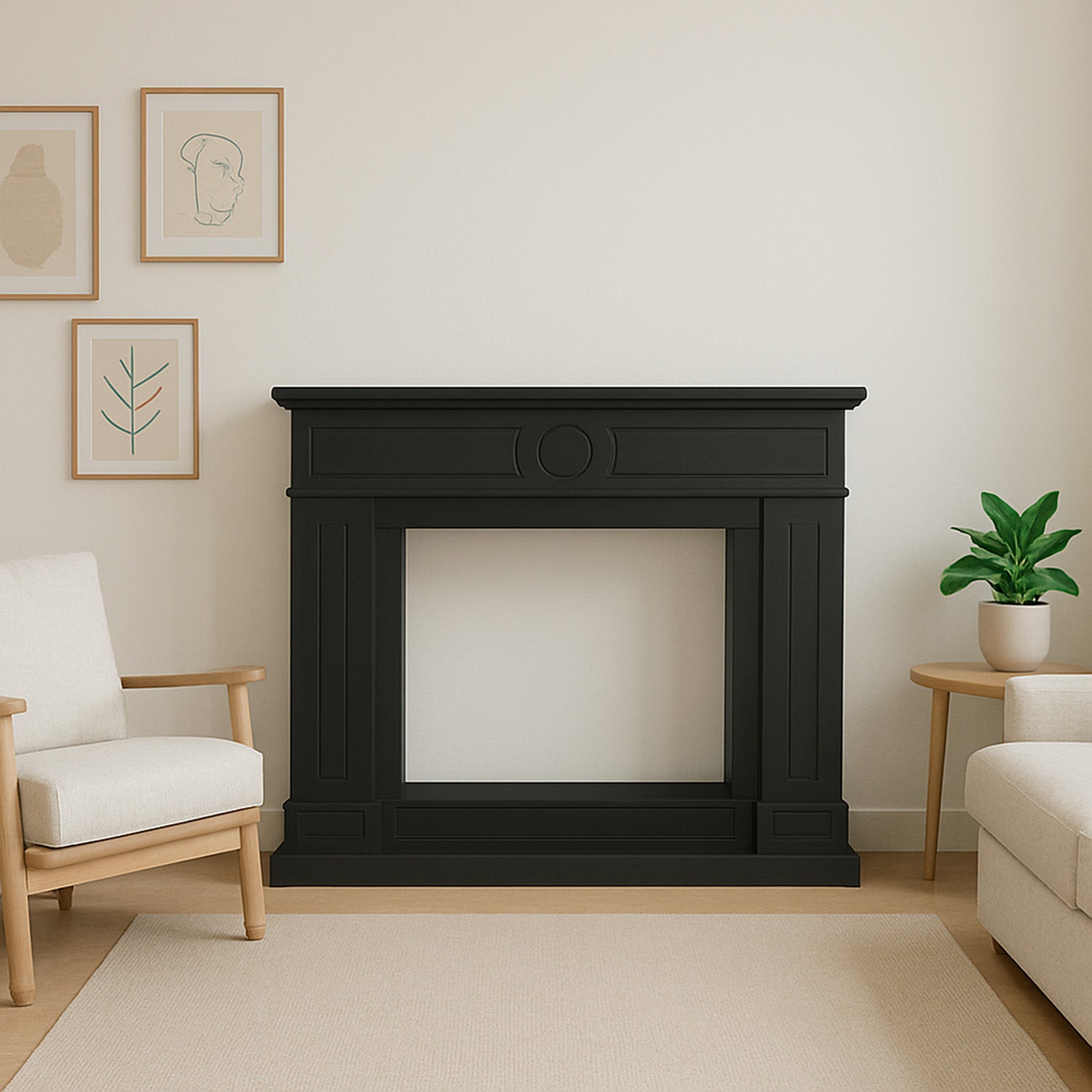 Mpc Lipari Black Deep Fireplace Frame for Vulcano Electric Fireplace or ...