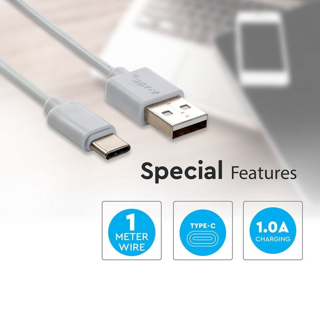 Càble USB Type-C vers USB-A 1m Chargement 1A Série Pearl Couleur Blanc ...