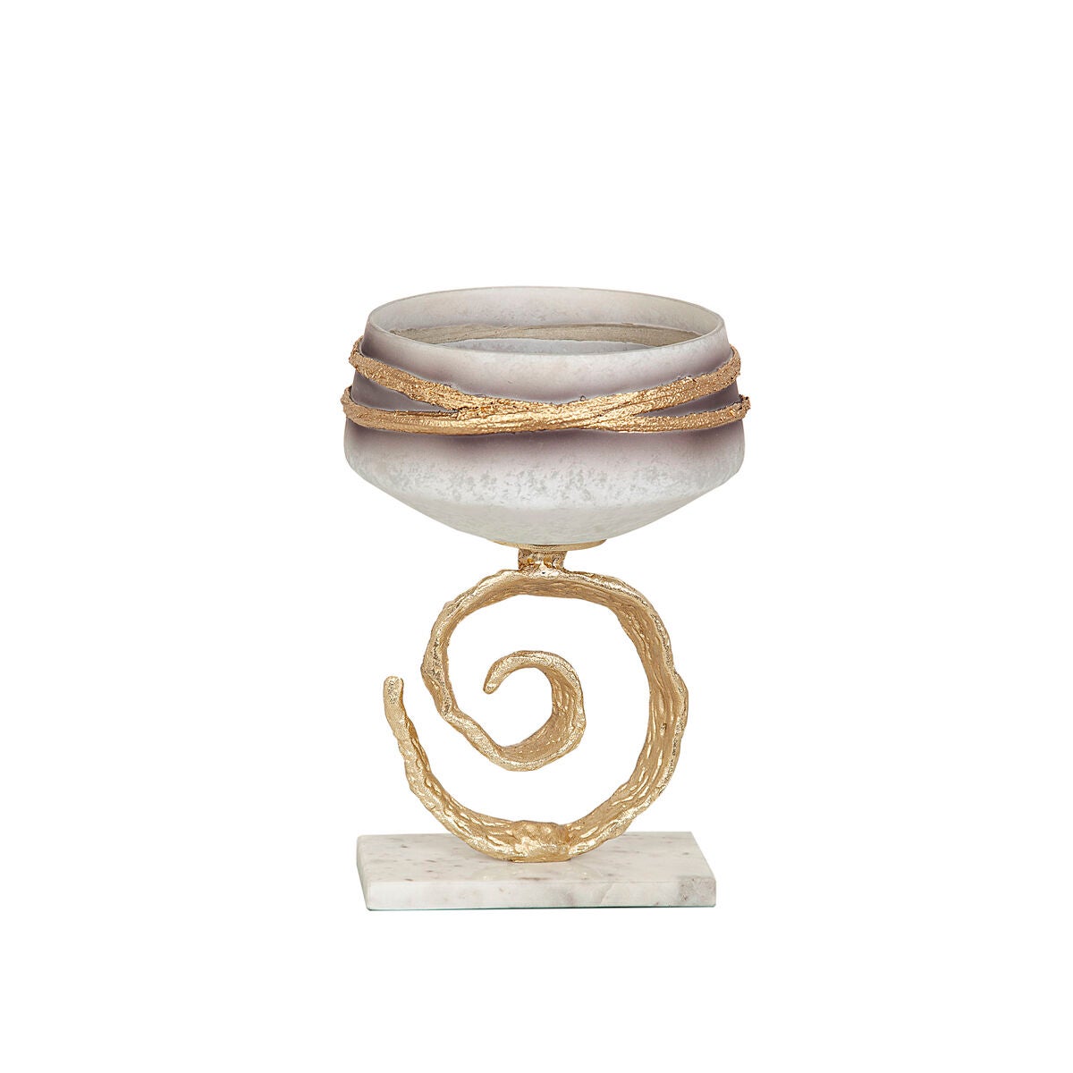 Centre de Table Romimex Blanc Doré verre Aluminium 18 x 30 x 18 cm ...