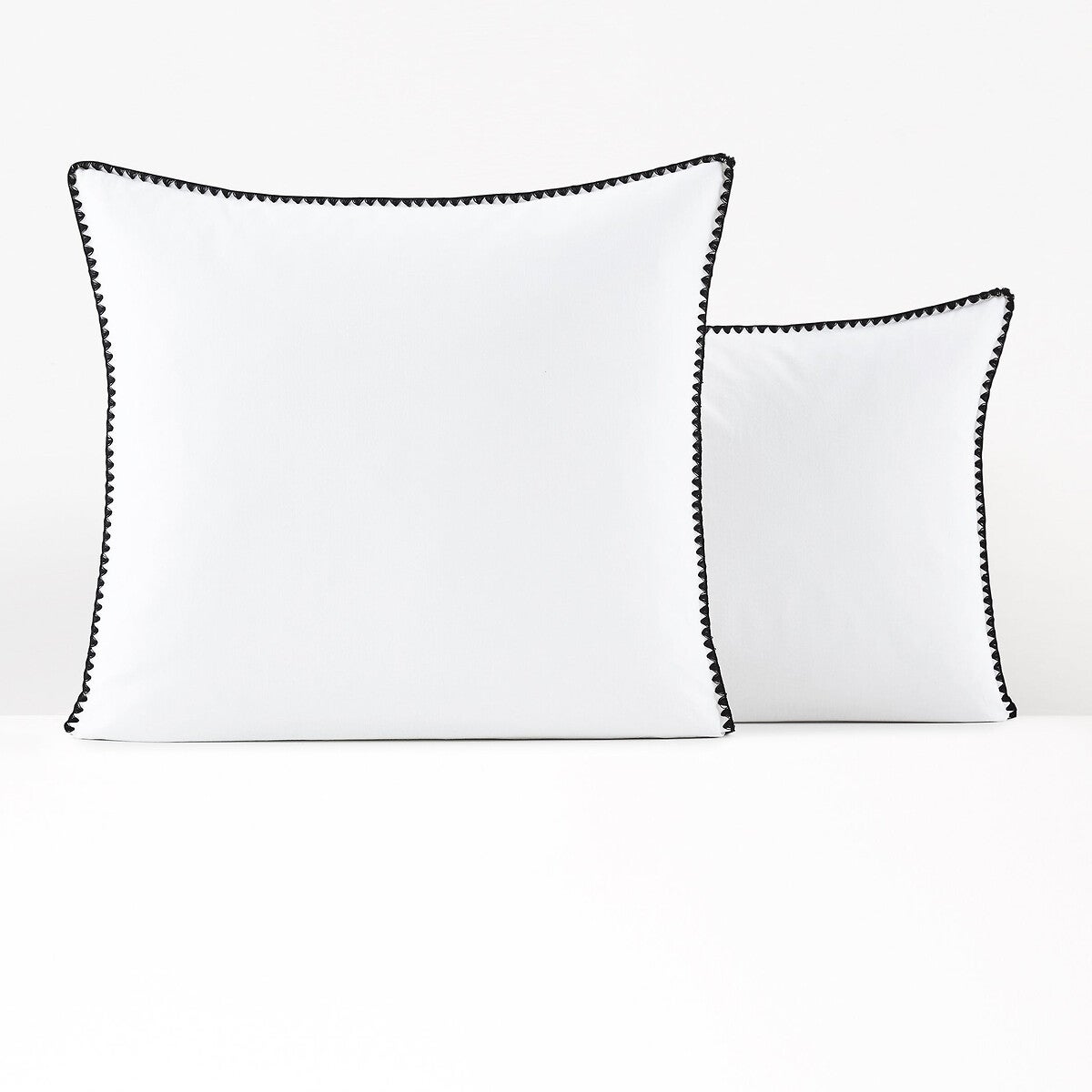 Taie d'oreiller en coton lavé, Merida - Blanc/noir - 63 x 63 cm | Leroy ...