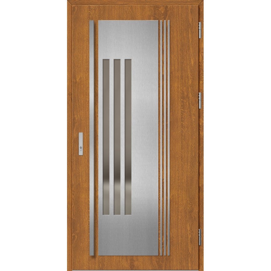 Porte d'entrée en acier avec cadre en aluminium MURTER 6 - Poussant ...