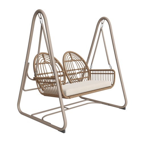 Columpio de jardín con respaldo, sillón doble de PE Rattan | Leroy Merlin