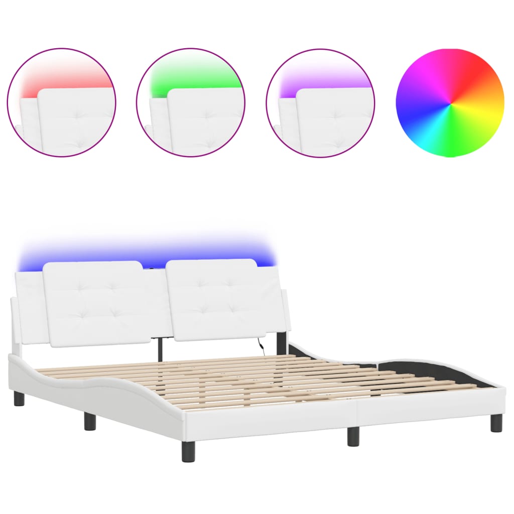 Estructura de cama con LED sin colchón blanco 180x200 cm | Leroy Merlin
