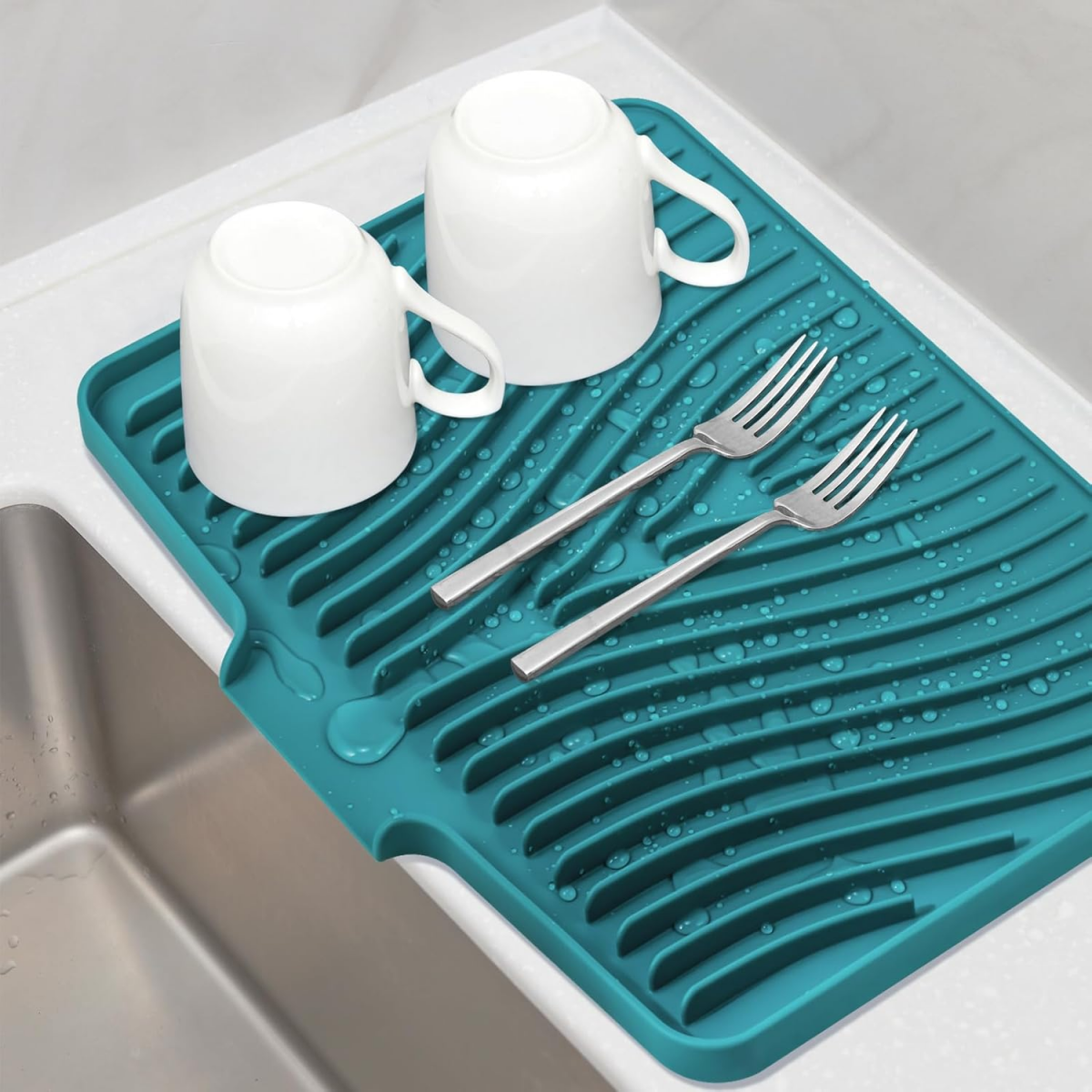 Tapis de cuisine en silicone, tapis d'égouttage, vert | Leroy Merlin
