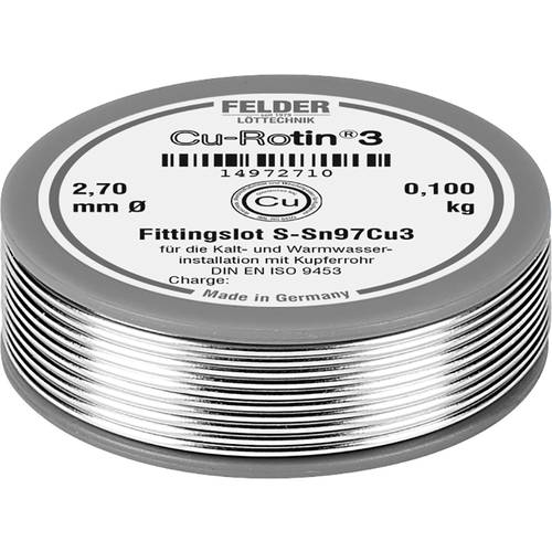 Felder Cu-Rotin® 3 Étain à souder sans plomb bobine Sn97Cu3 0.100 kg 2. ...