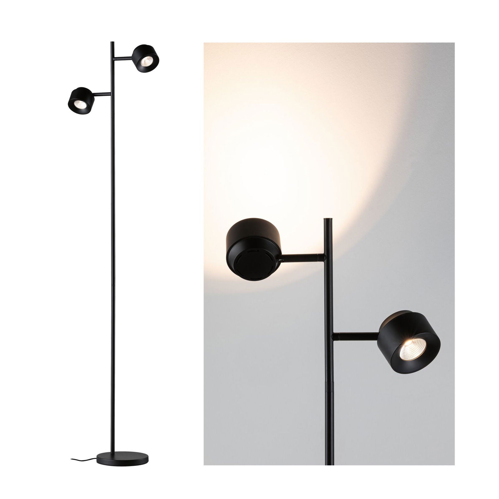 Lampadaire LED 3-Step-Dim Puric Pane 2700K 2x300lm 2x3W Noir | Leroy Merlin