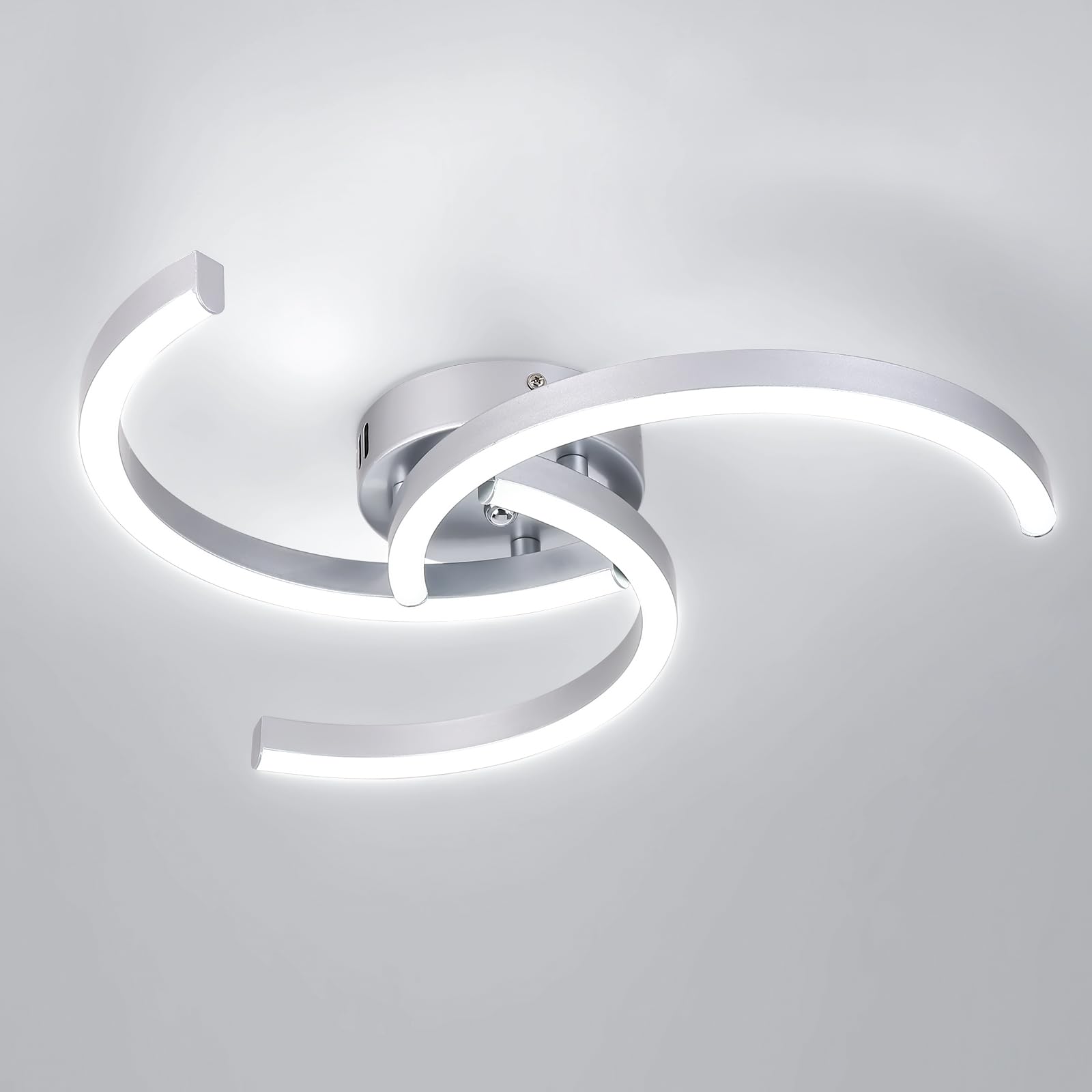 GOECO Plafones LED modernos, plateados, tres tubos curvos, 52*7cm, luz ...