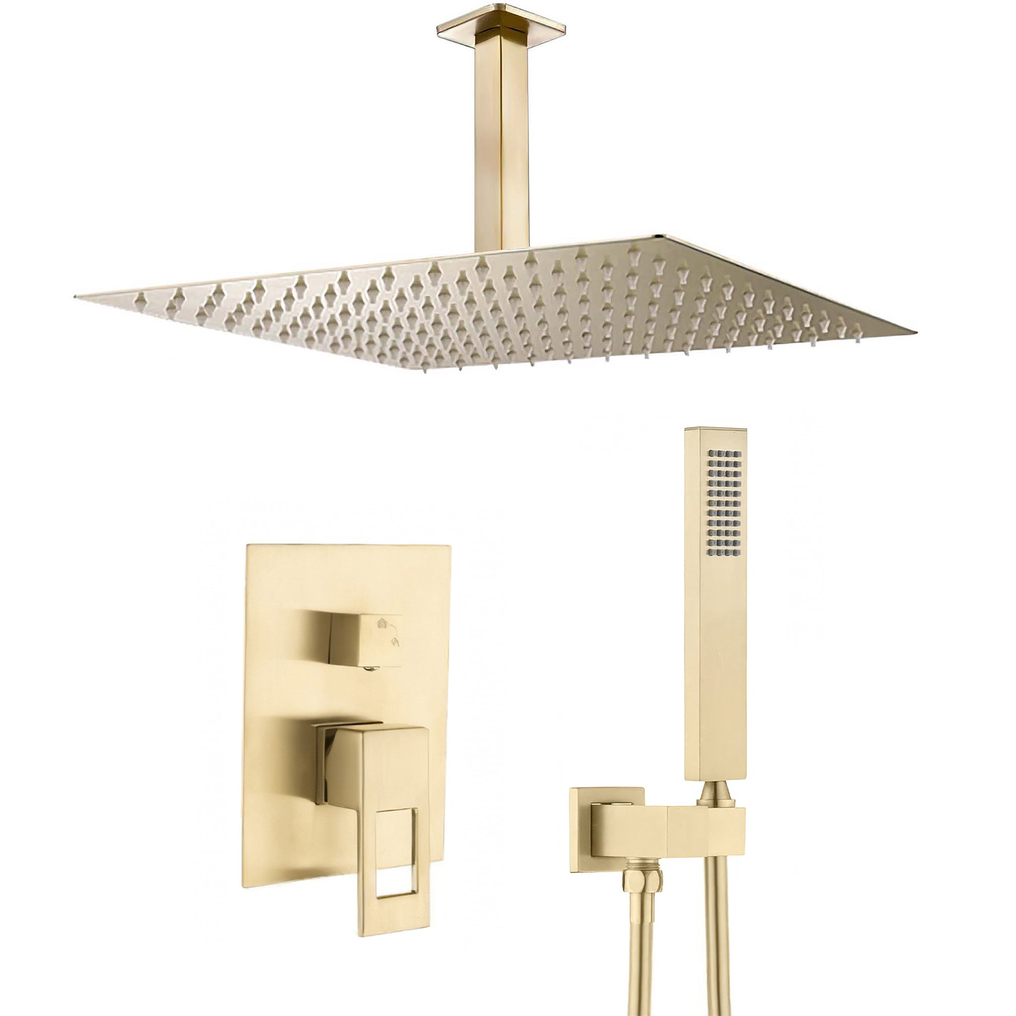 Valaz Douche monocommande encastrée carrée avec poignée creuse carrée ...