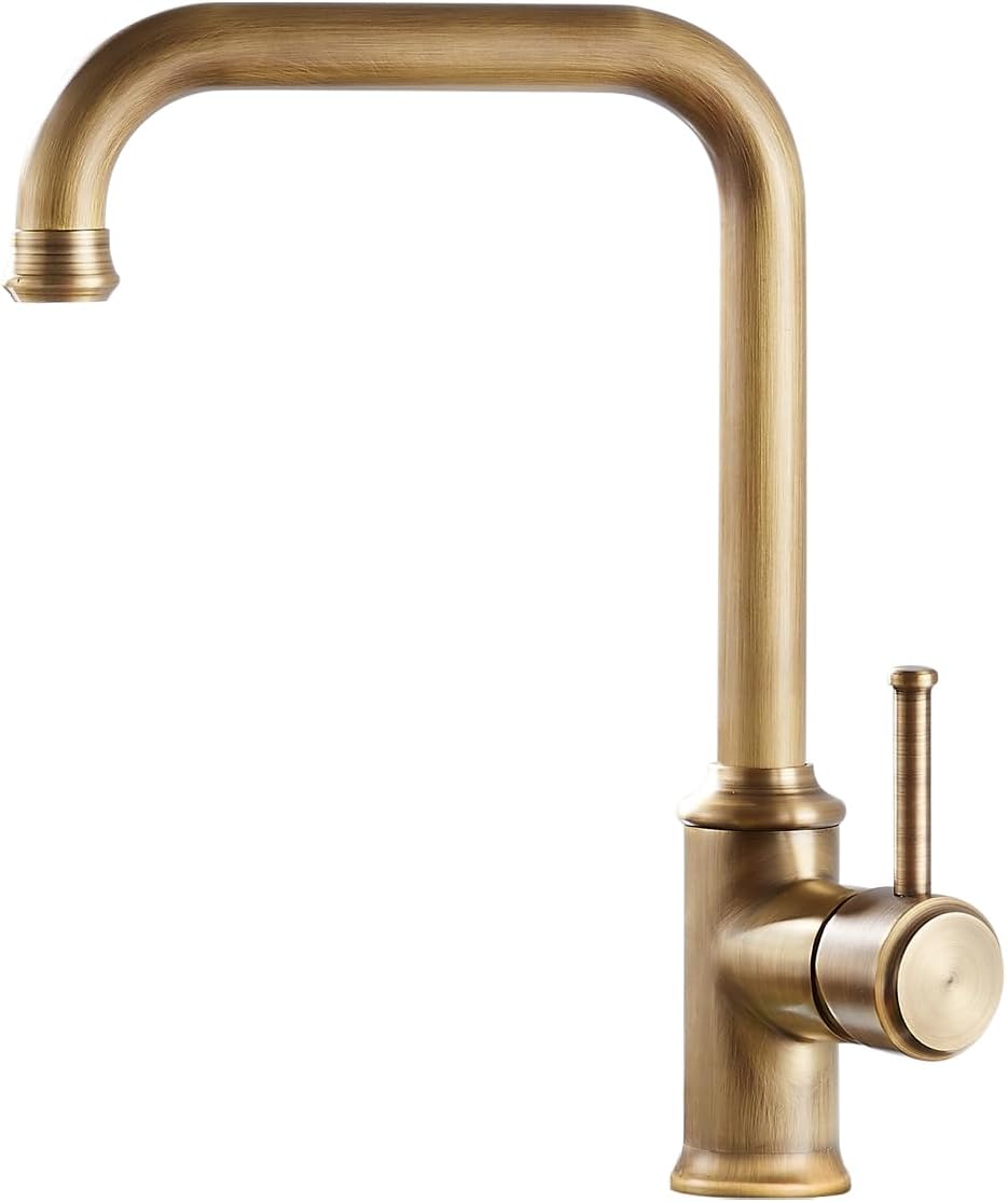 Robinet Cuisine Laiton Antique, Bec Haut, 360° Pivotant, Design ...