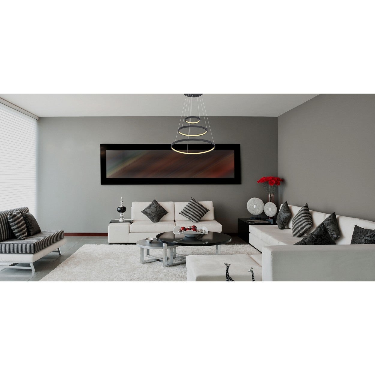 Moderne hanglamp met drie LED ringen | Ø 51CM | Zwart | Woonkamer ...