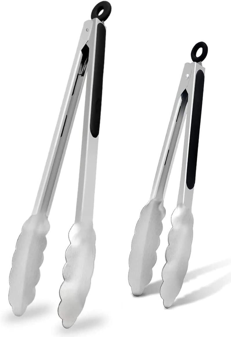 Juego de pinzas para comida y pan para barbacoa de 2 piezas. Black ...