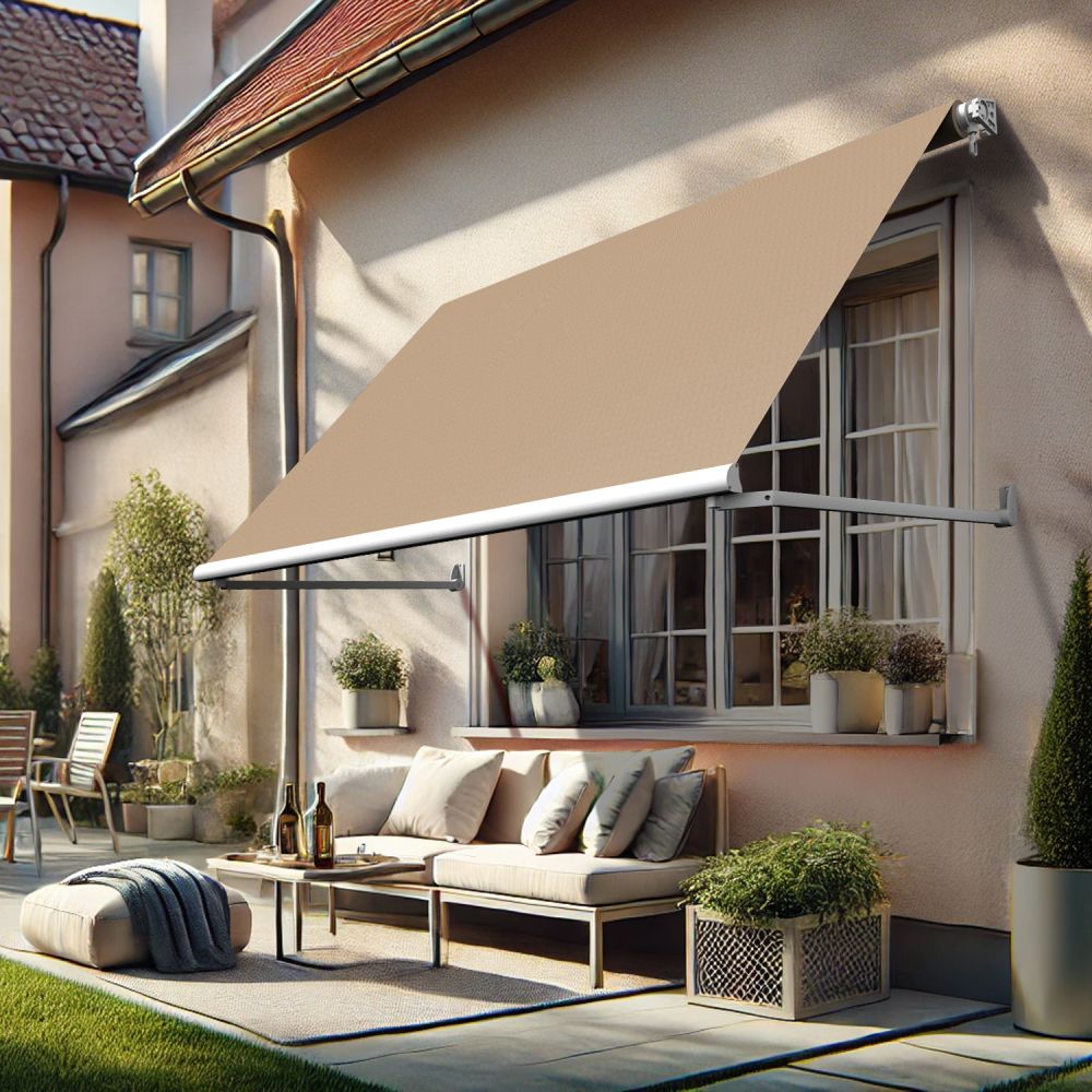 MILAN - Toldo de proyección (Topo - Blanco - 6.00m x 1.00m) | Leroy Merlin