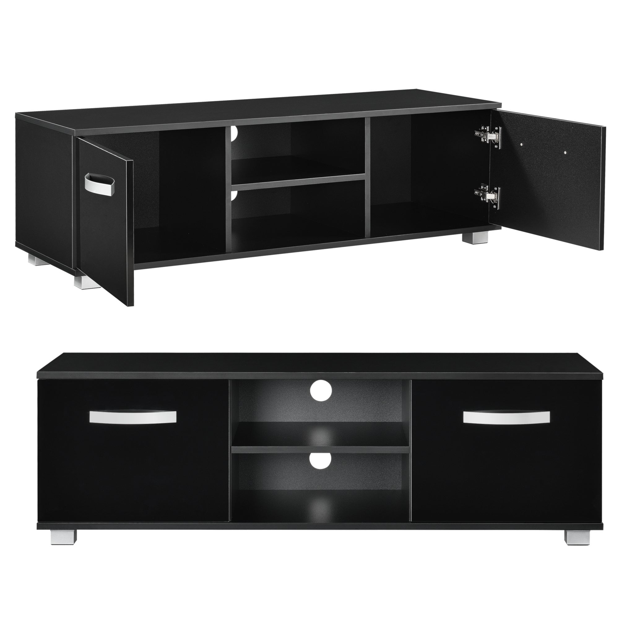 Meuble TV moderne support télé avec 2 portes et 2 étagères ouvertes ...