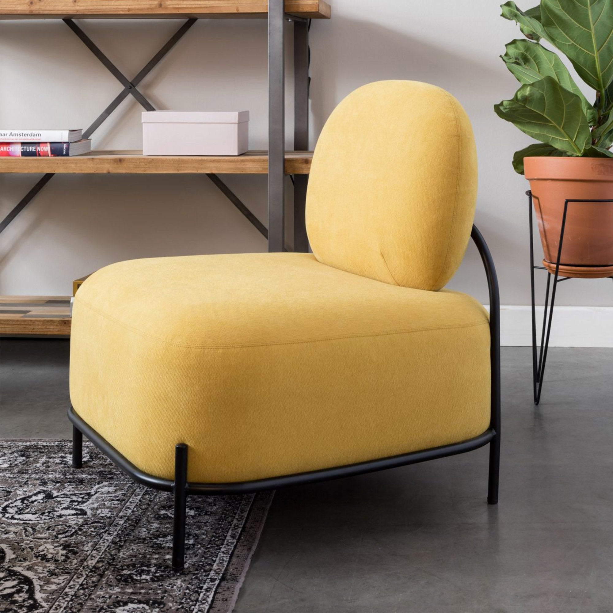 Fauteuil 66x71,5x77 cm en tissu jaune - CELLO | Leroy Merlin