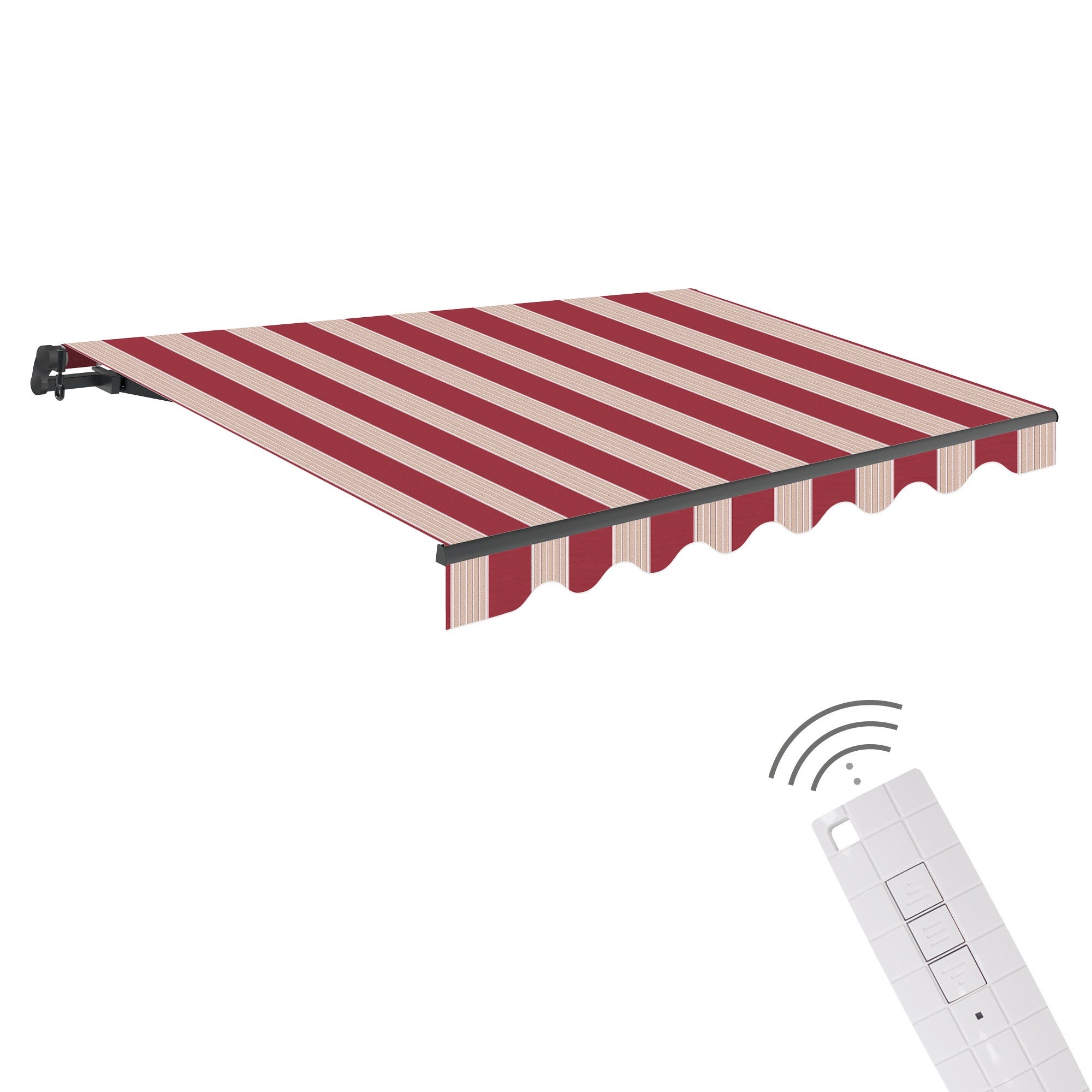 Store banne motorisé 3x2,5m Rayures Grenat – Télécommande – Toile ...